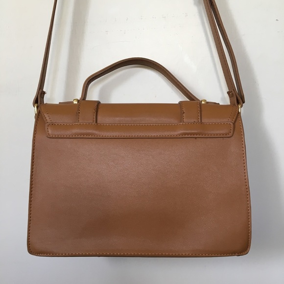 Bags | Leather Strapped Gold Clasp Briefcase Satchel | Poshmark